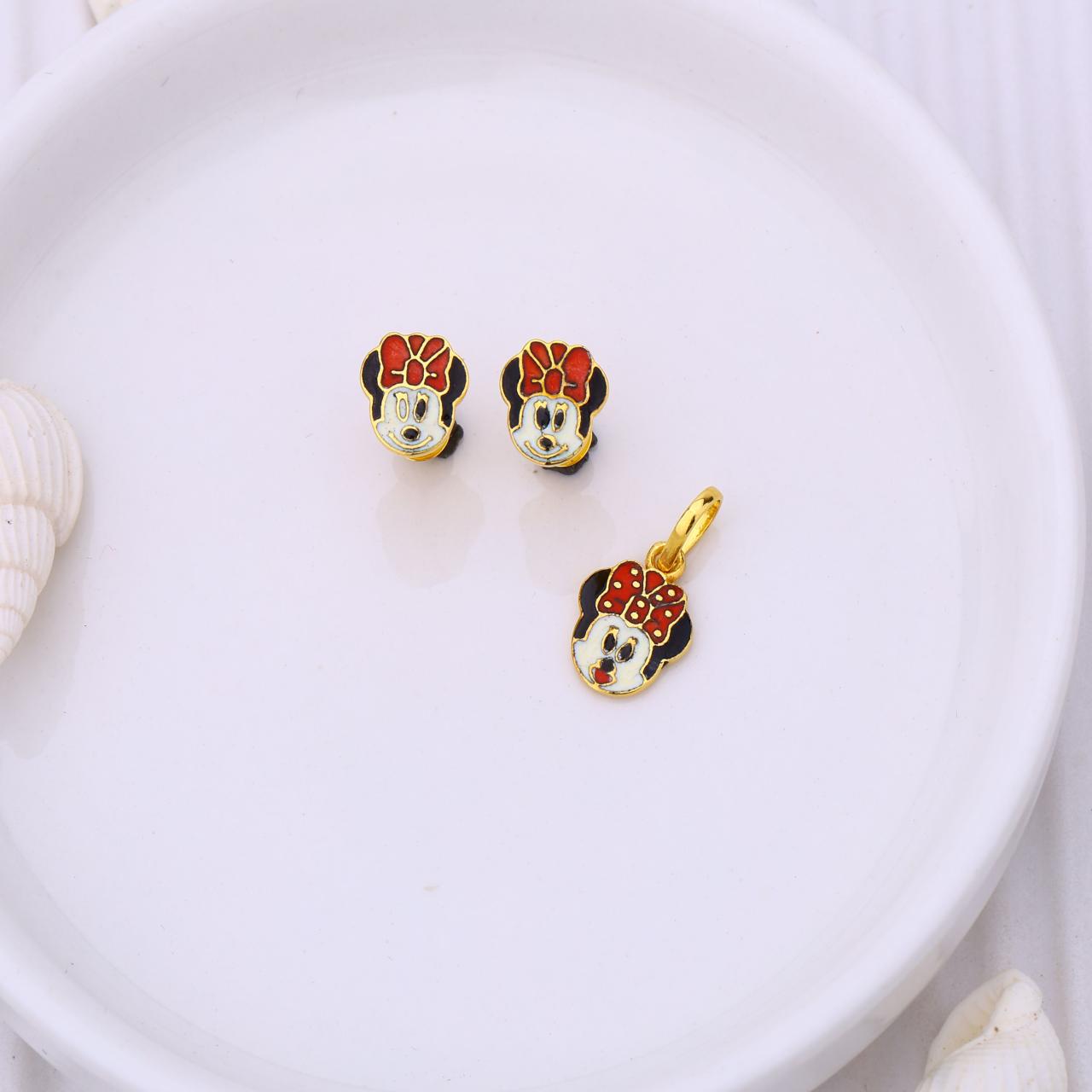 Minnie Mouse Kids Pendant Set (KP18-124) | Satva Gold