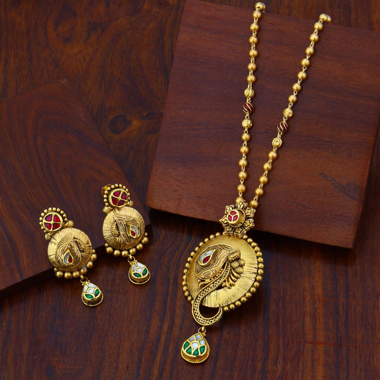 Antique Chain Pendent Set | Satva Gold